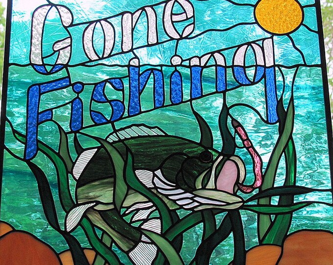 Stained Glass Largemouth Bass Hanging Panel Gone Fishing - Etsy