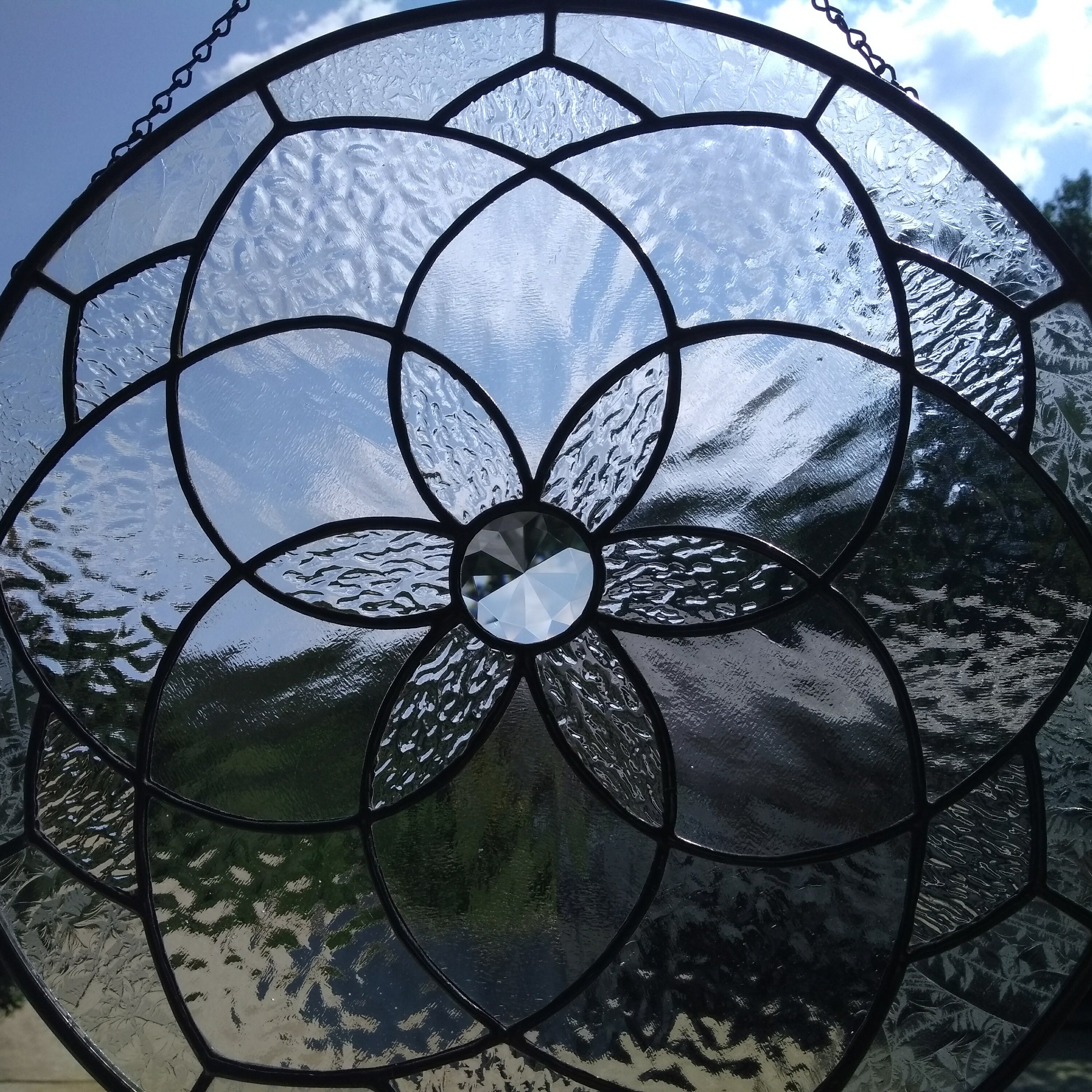 Stained Glass Clear Textures Geometric Star Mandala Suncatcher - Etsy ...