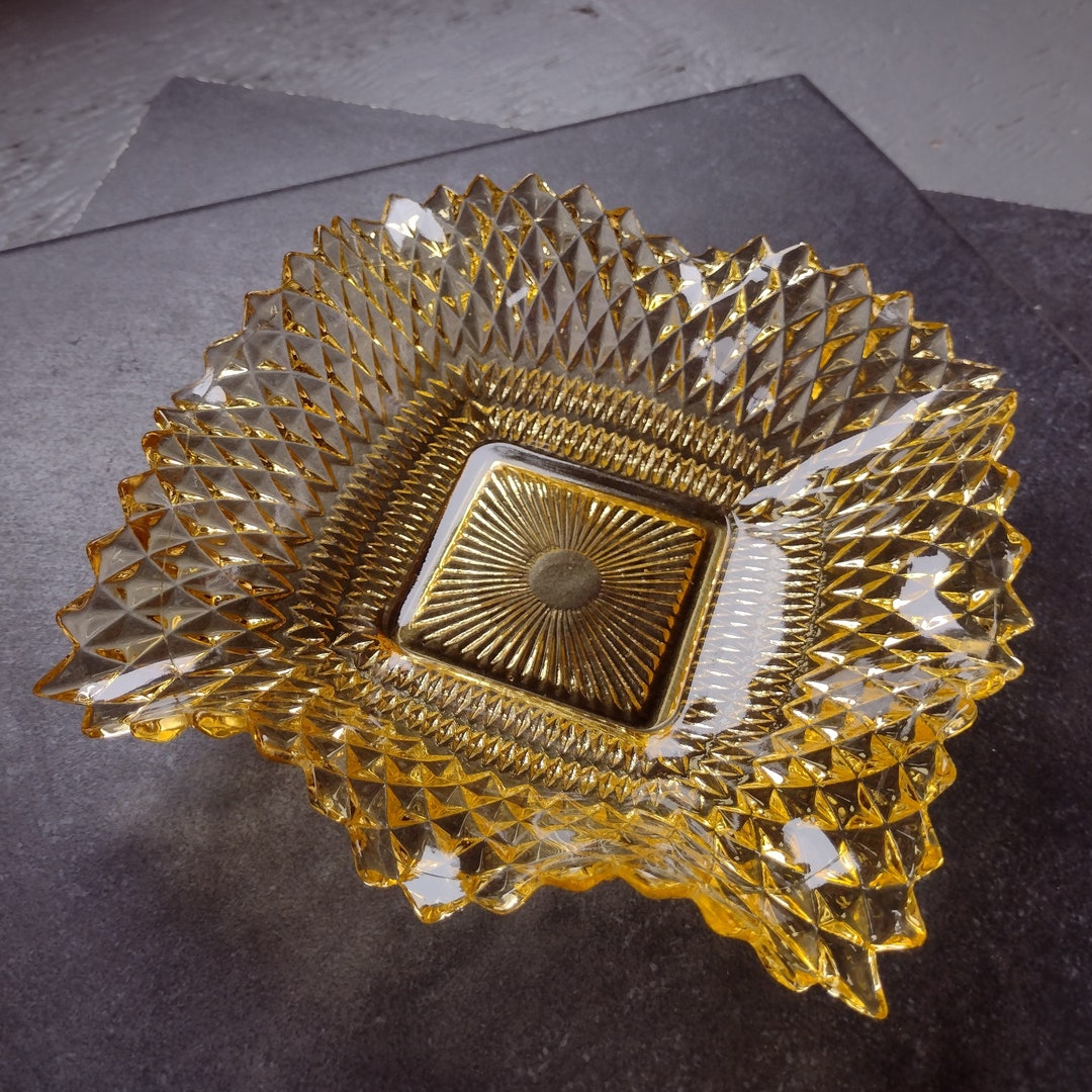 Vintage Amber Federal Glass Candy Dish - Etsy