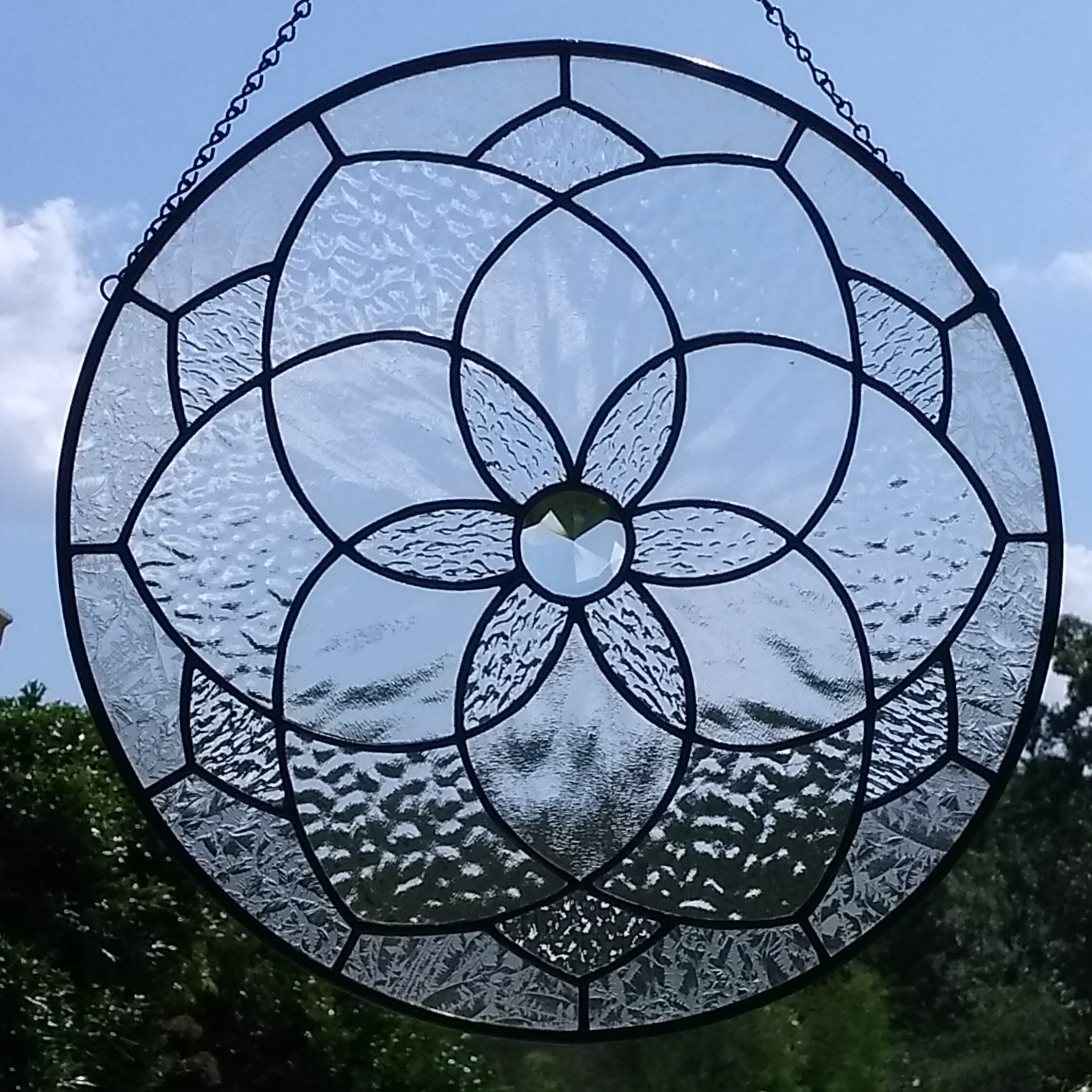 Stained Glass Clear Textures Geometric Star Mandala Suncatcher - Etsy