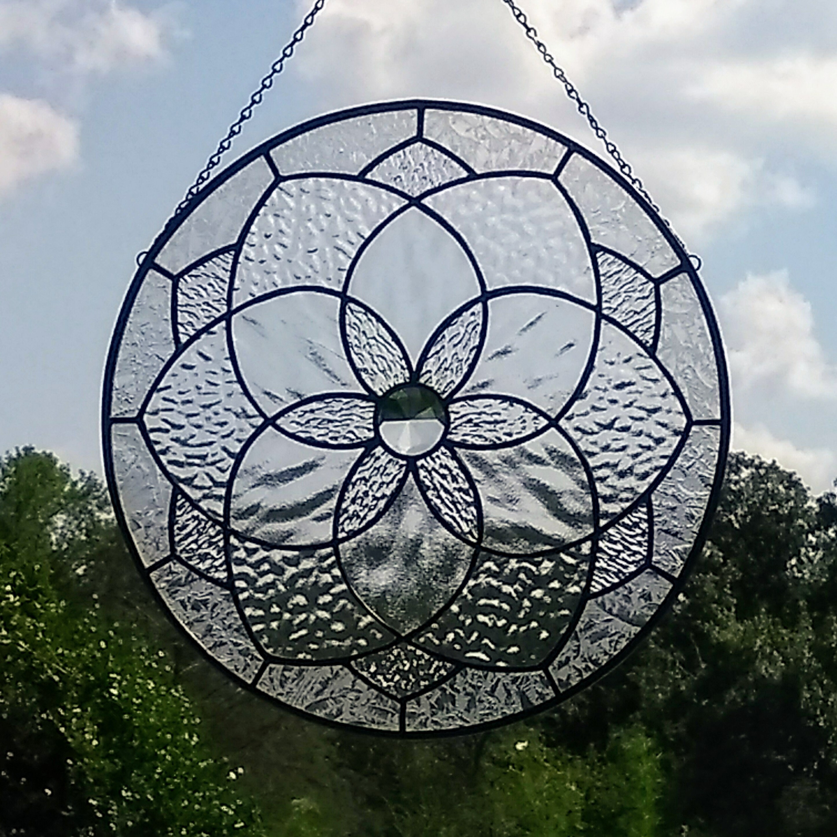 Stained Glass Clear Textures Geometric Star Mandala Suncatcher - Etsy