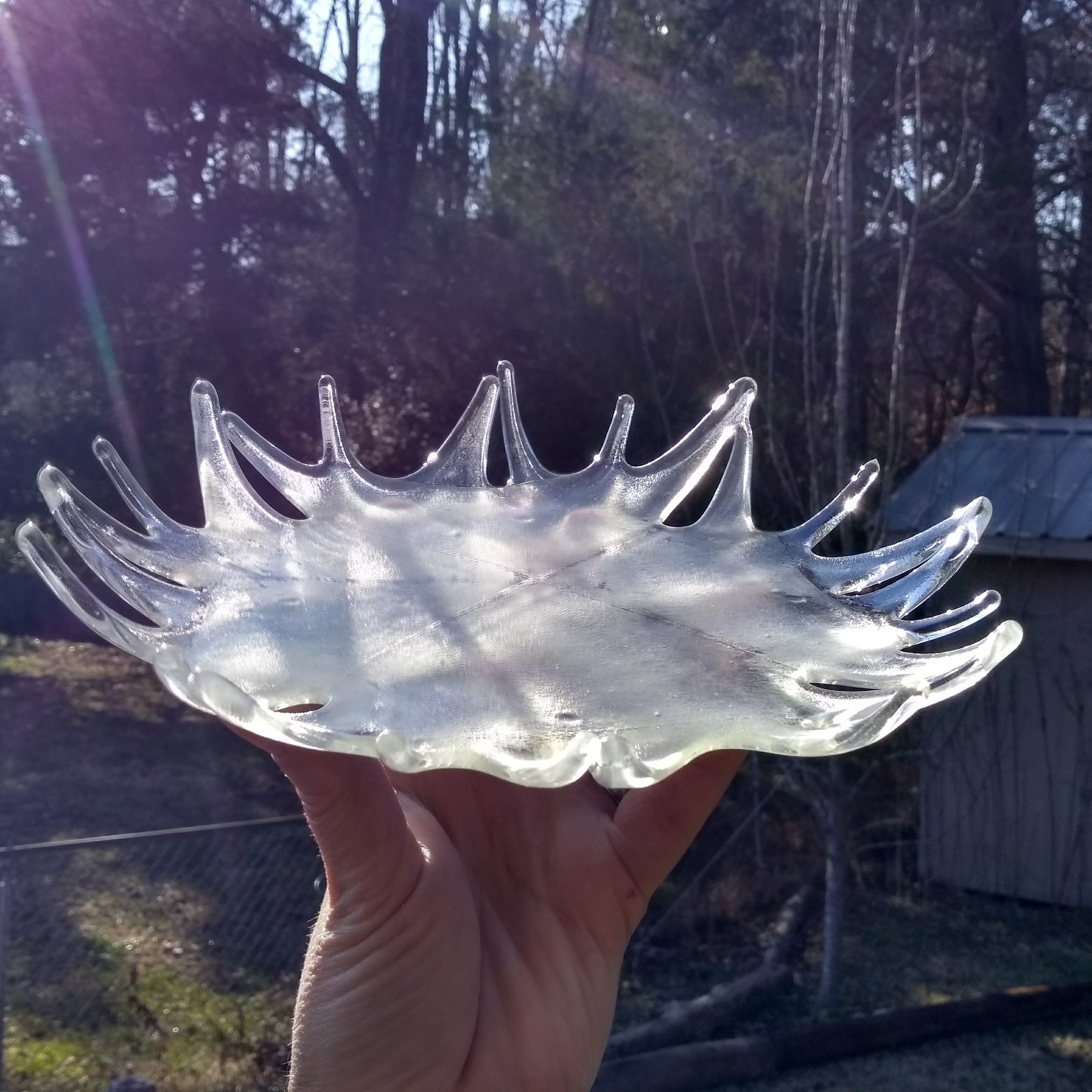 Clear Luminescent Spikey Splash Fused Glass Sloped Plate Dish | Etsy