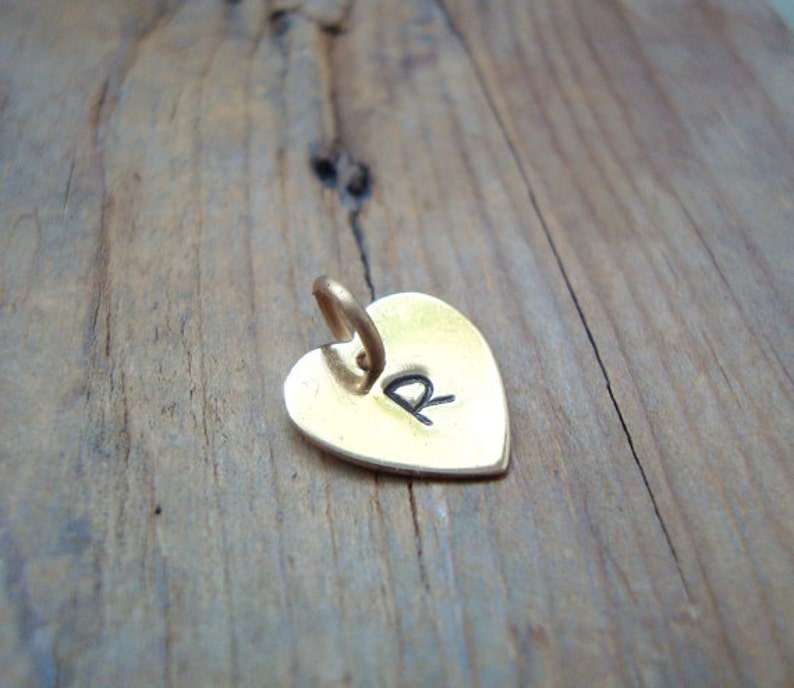 Large Add on Personalized Monogram Heart Charm - Brass, Gold Heart ...