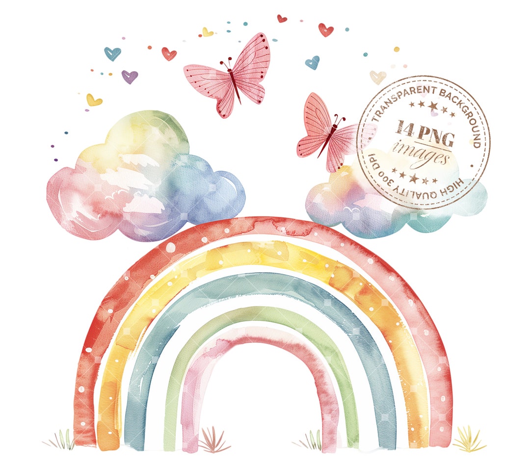 14 Watercolor Rainbow Clipart, High Quality Transparent Pngs, Instant ...