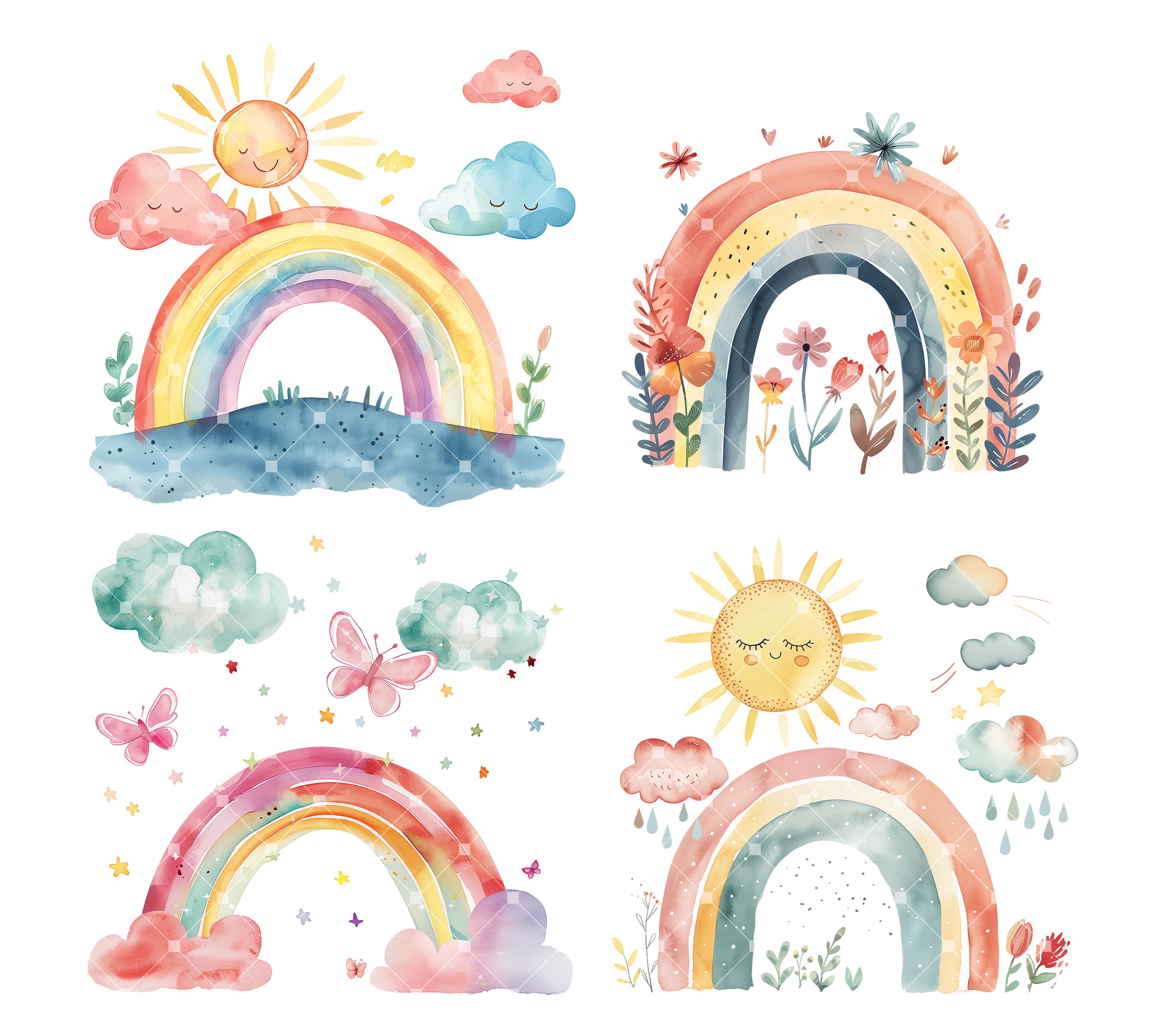 14 Watercolor Rainbow Clipart, High Quality Transparent Pngs, Instant ...