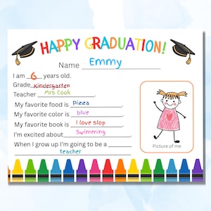Kindergarten Graduation Printable and Keepsake, Last Day of School ...