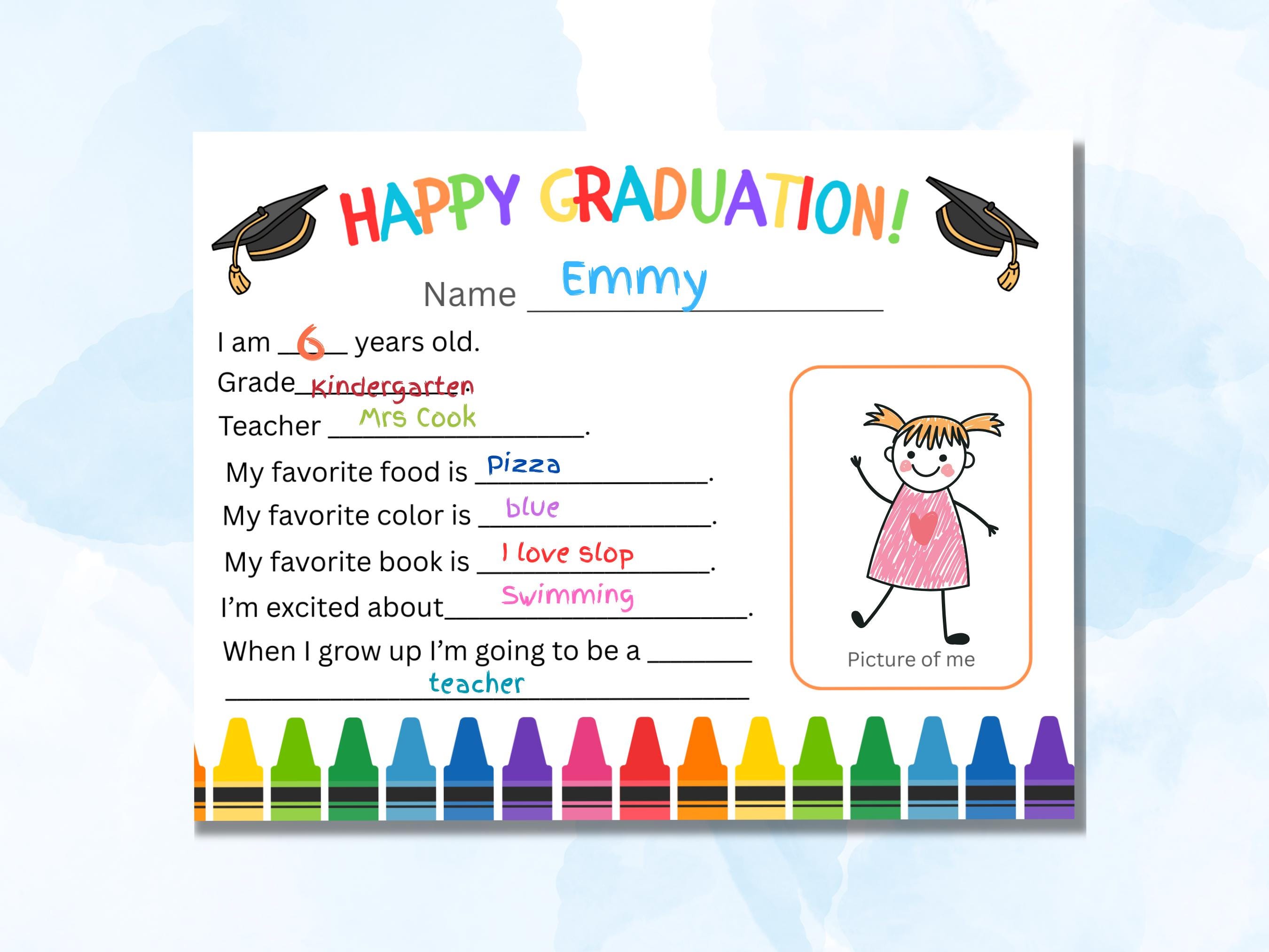 Kindergarten Graduation Printable and Keepsake, Last Day of School ...