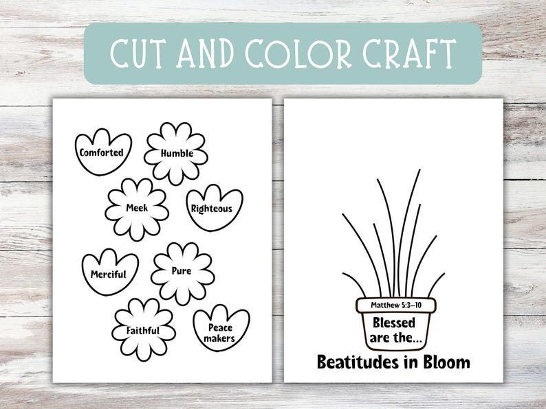 Beatitudes Craft Printable for Kids, Sermon on the Mount Kids Bible ...