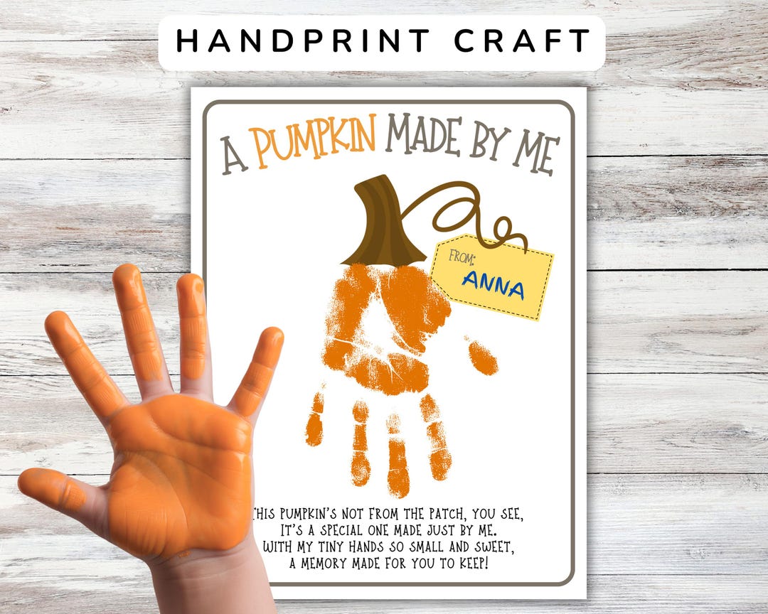 Pumpkin Poem Handprint Craft, Printable Kids Handprint Art, Fall ...