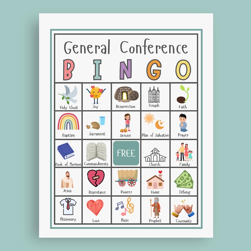 Lds Conference Bingo Game - Etsy