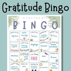 Gratitude Bingo Game Printable, Thanksgiving Gratitude Game With ...