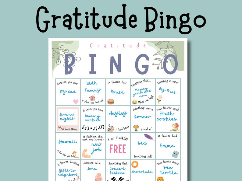 Gratitude Bingo Game Printable, Thanksgiving Gratitude Game With ...