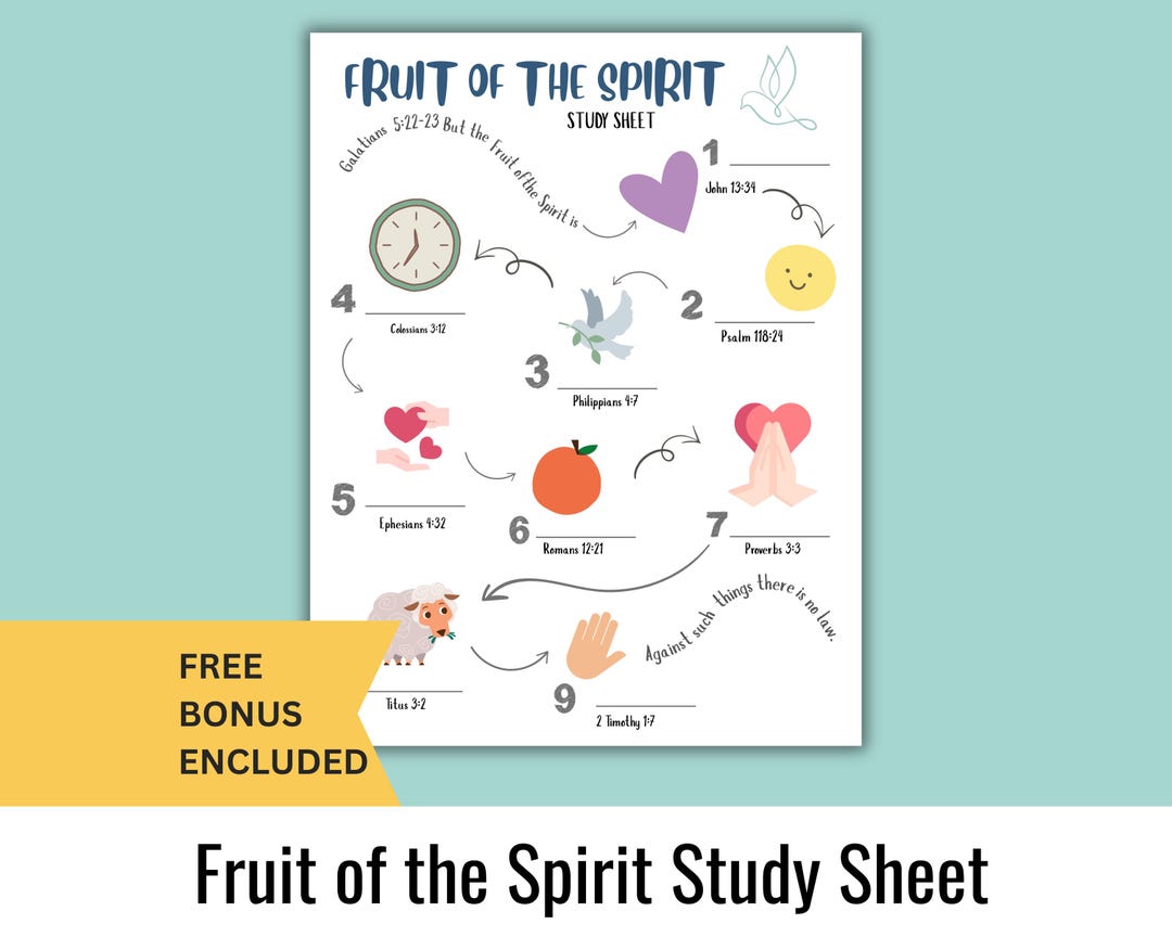 Fruit of the Spirit Study Sheet – Bible Study Guide– Galatians 5 ...