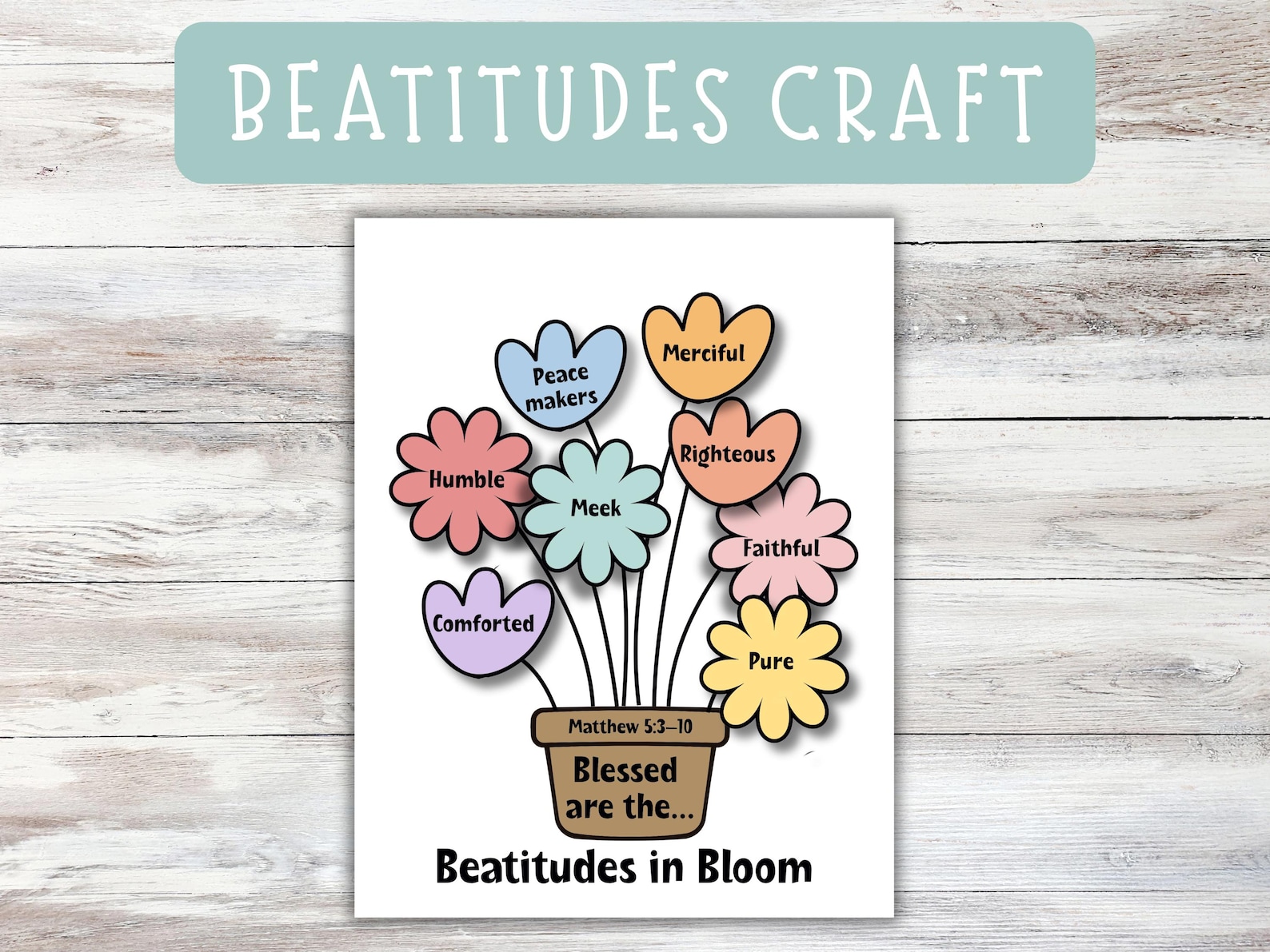 Beatitudes Craft Printable for Kids, Sermon on the Mount Kids Bible ...