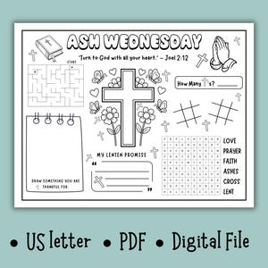 Ash Wednesday Craft, Lent Activity Placemat Printable for Kids ...
