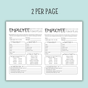 Employee Favorite Things Survey, Get to Know Your Staff Questionnaire ...