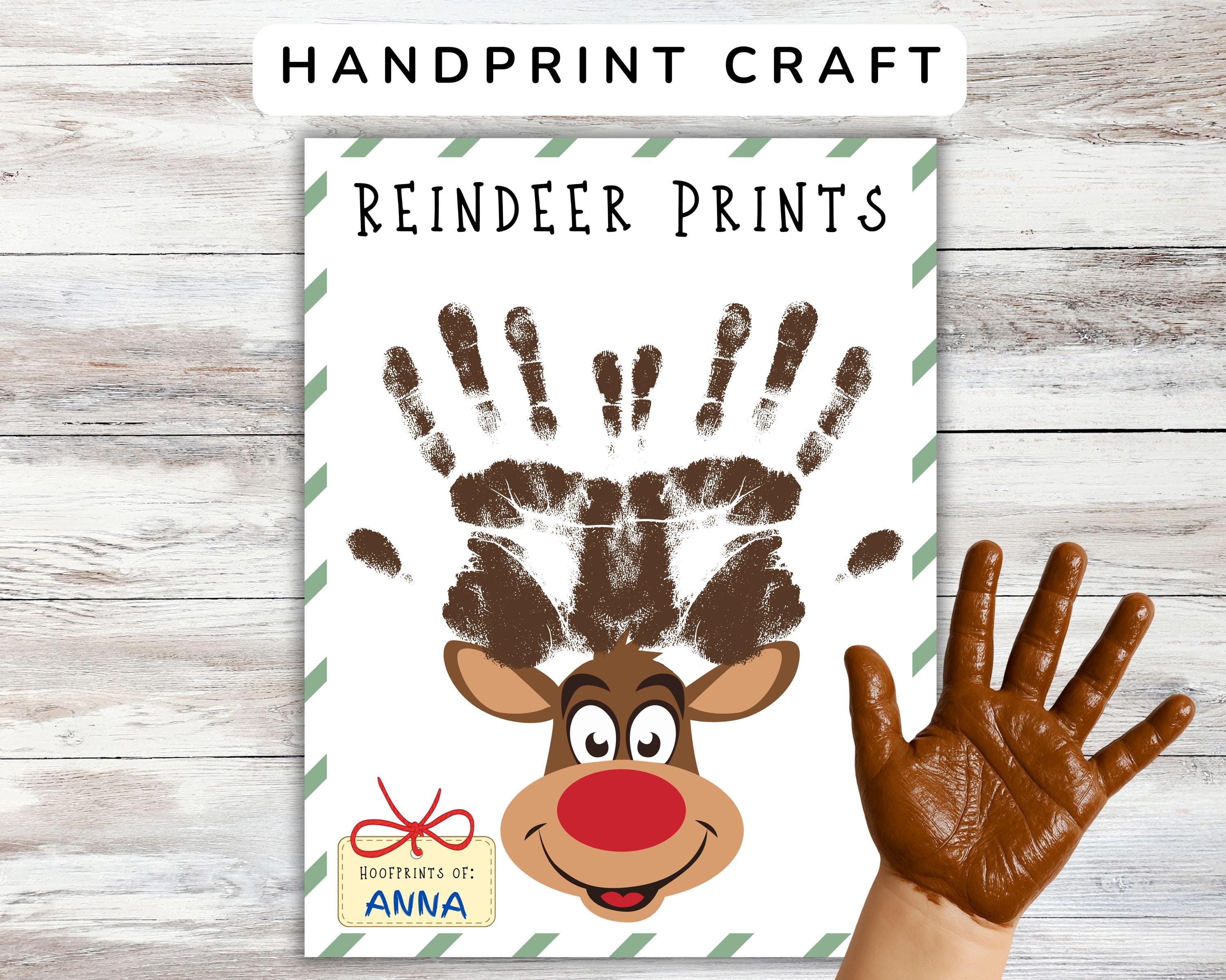 Reindeer Handprint Craft Printable, Kids Christmas Handprint Art ...