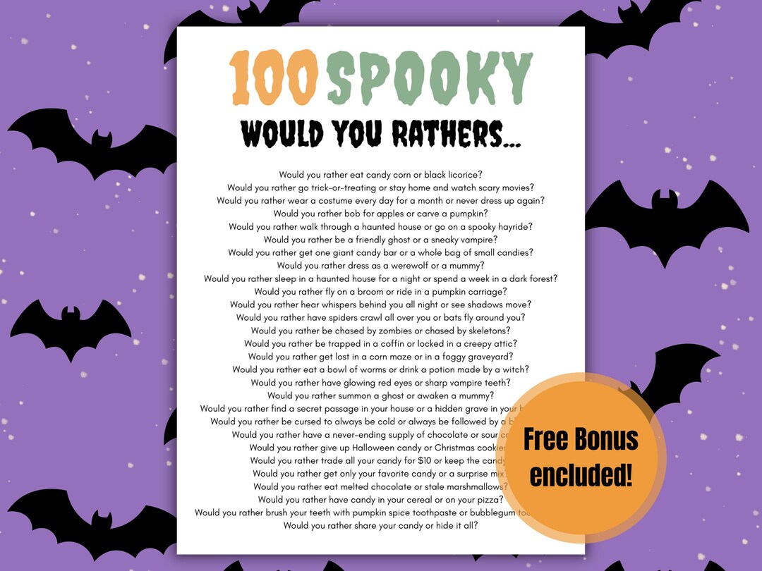 Halloween Would You Rather Printable Game – Classroom Halloween ...