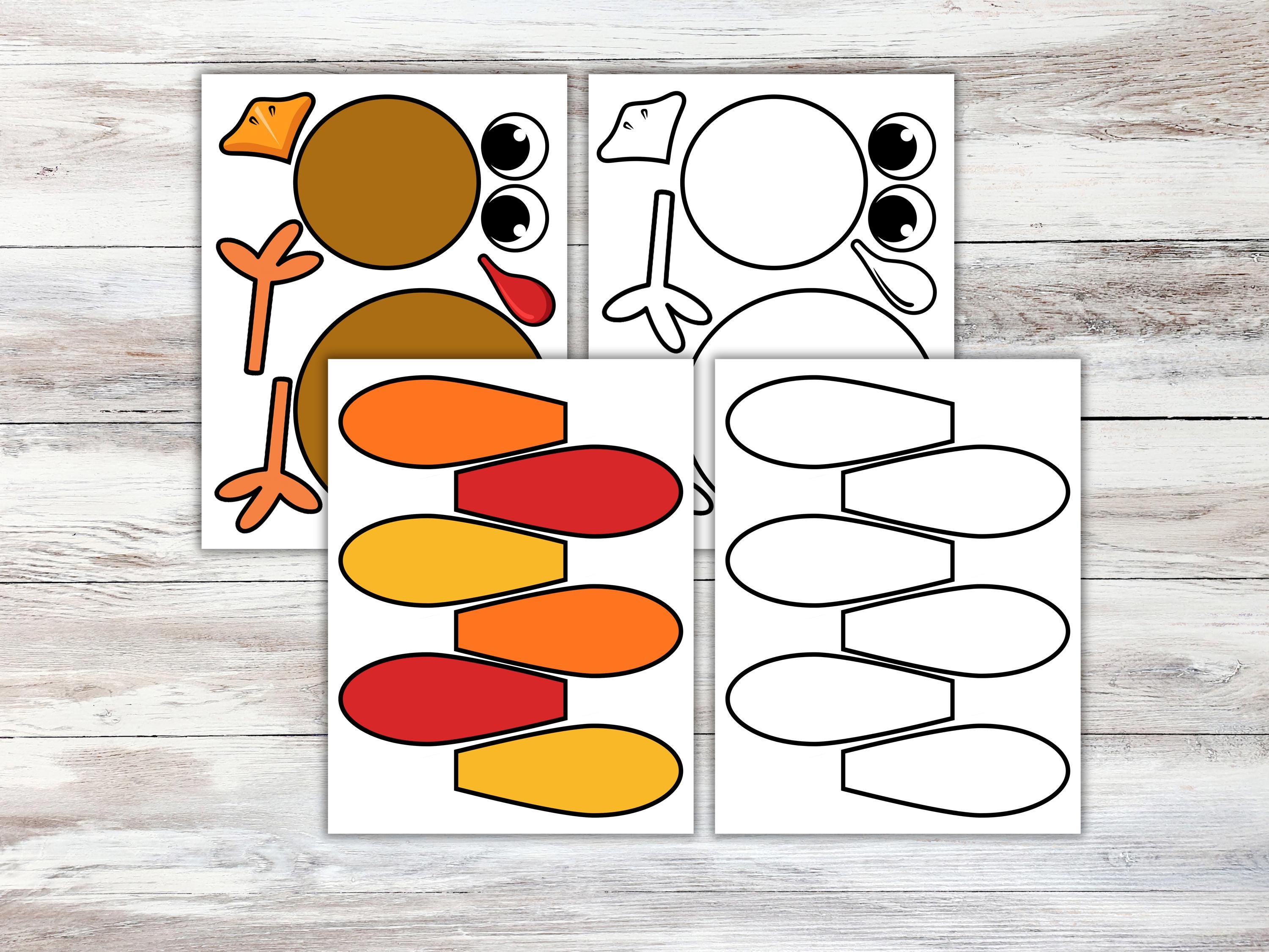 Turkey Craft Printable, Kids Thanksgiving Activity, DIY Turkey Coloring ...
