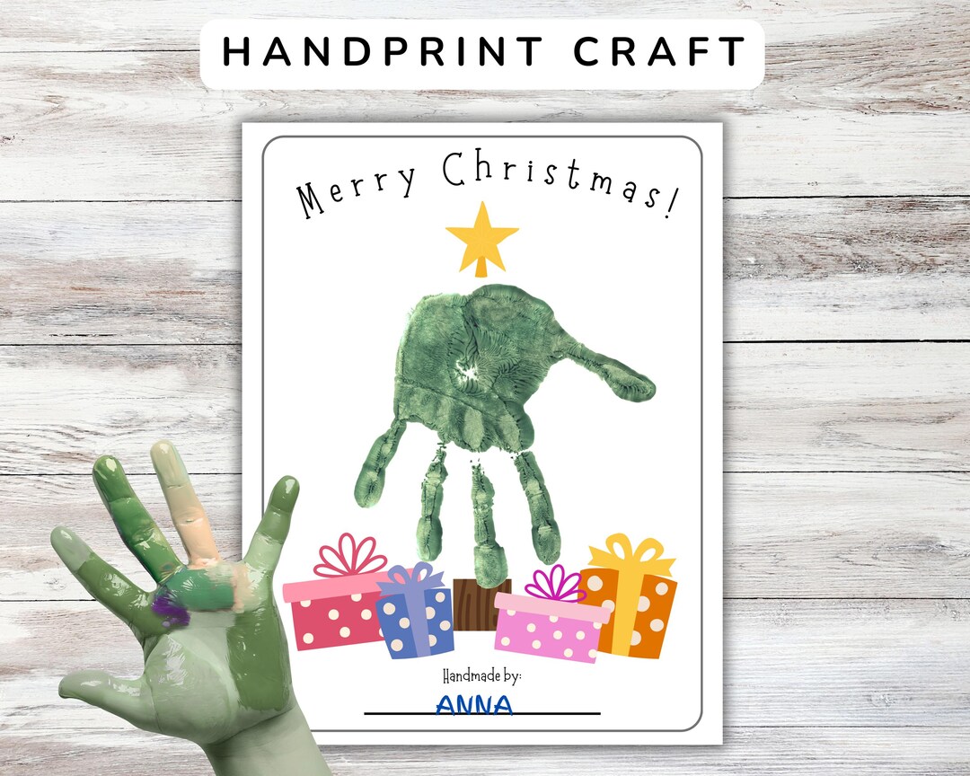 Handprint Christmas Tree Craft, Preschool Christmas Gift for Parents ...