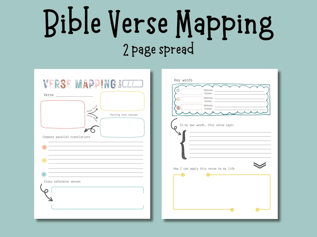 Bible Verse Mapping Printable, Bible Study Guide and Template for Daily ...