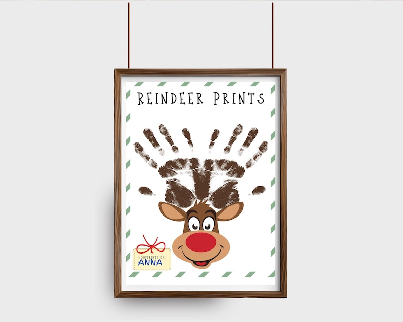 Reindeer Handprint Craft Printable, Kids Christmas Handprint Art ...