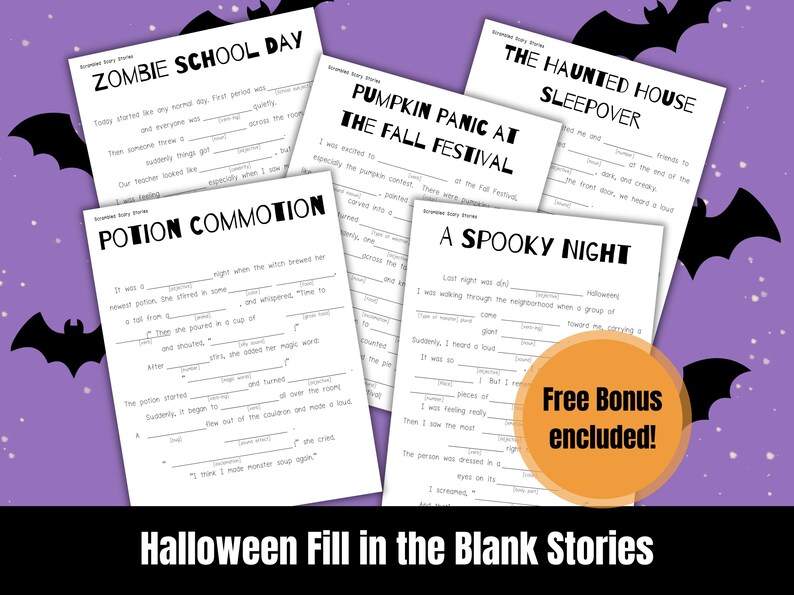 Printable Halloween Fill in the Blank Stories – Funny Halloween Game ...