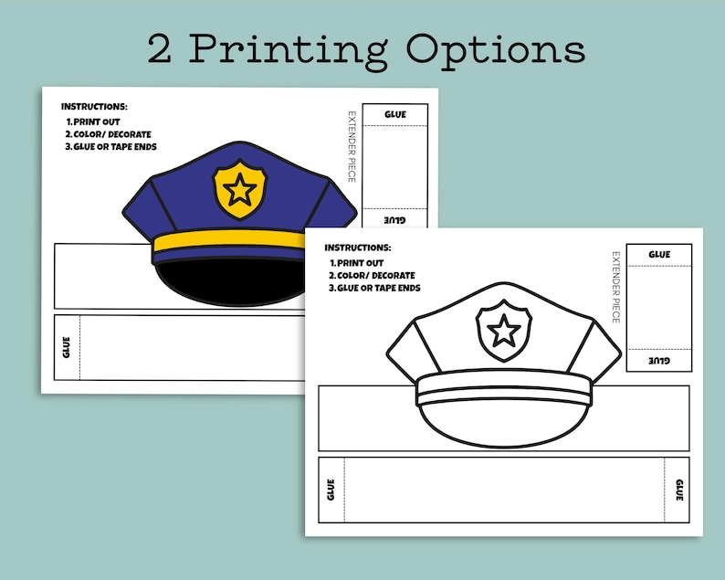 Kids Police Hat Printable Craft | Baby Police Officer Hat Coloring Page ...
