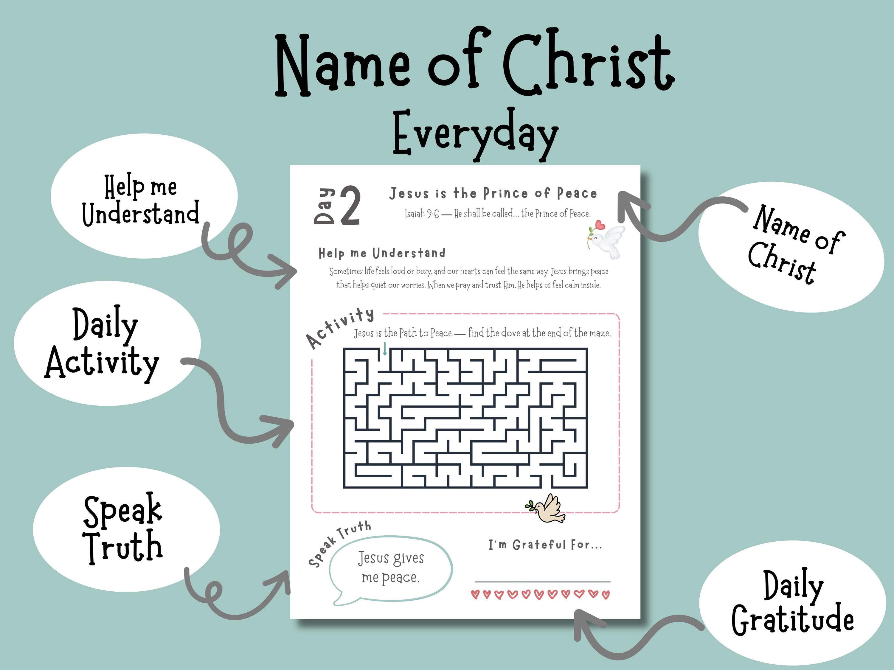 Bible Verse Advent Calendar Printable for Kids, 25 Names of Jesus Study ...