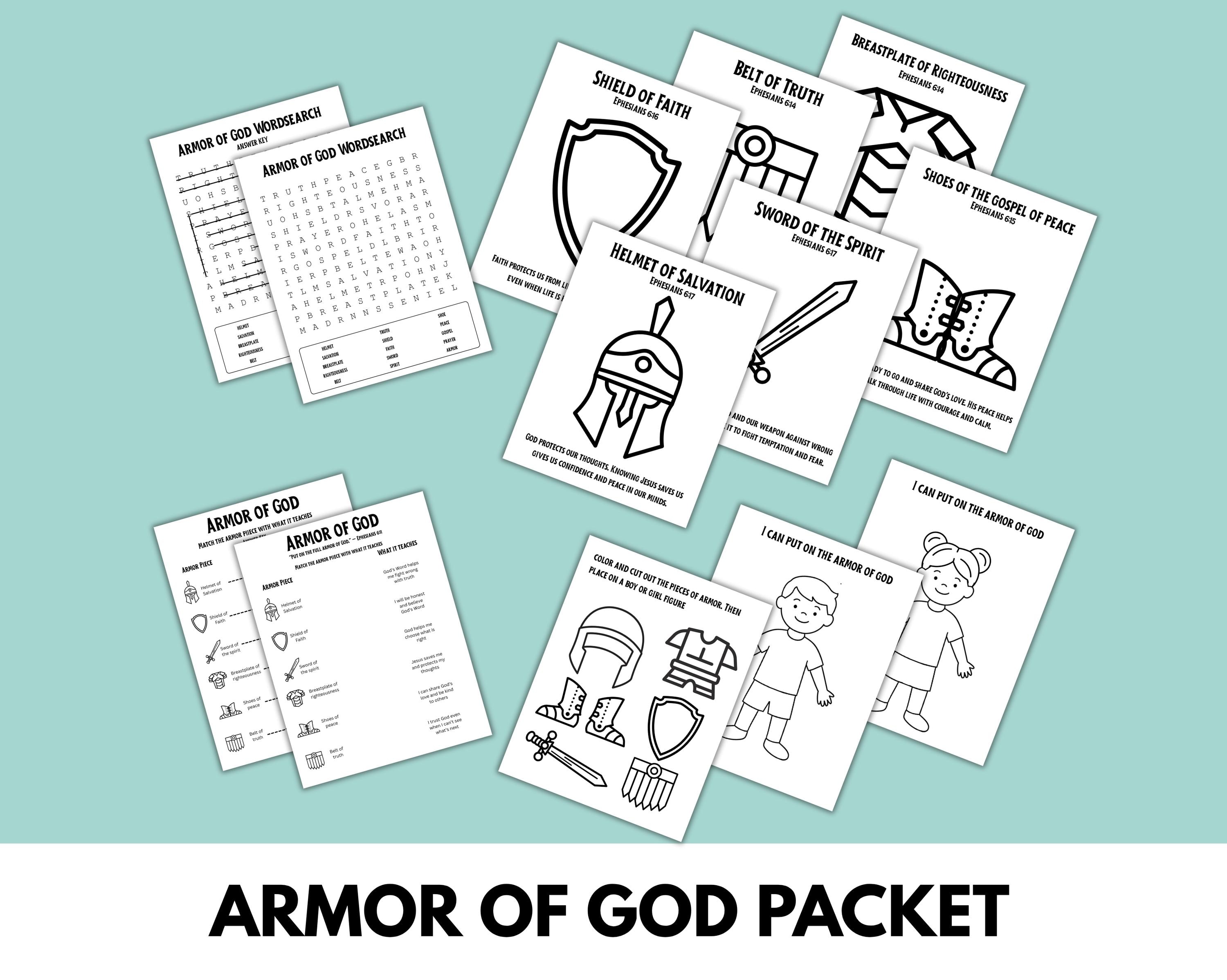 Armor of God Activity Pack; Sunday School Craft: Armor of God Ephesians ...
