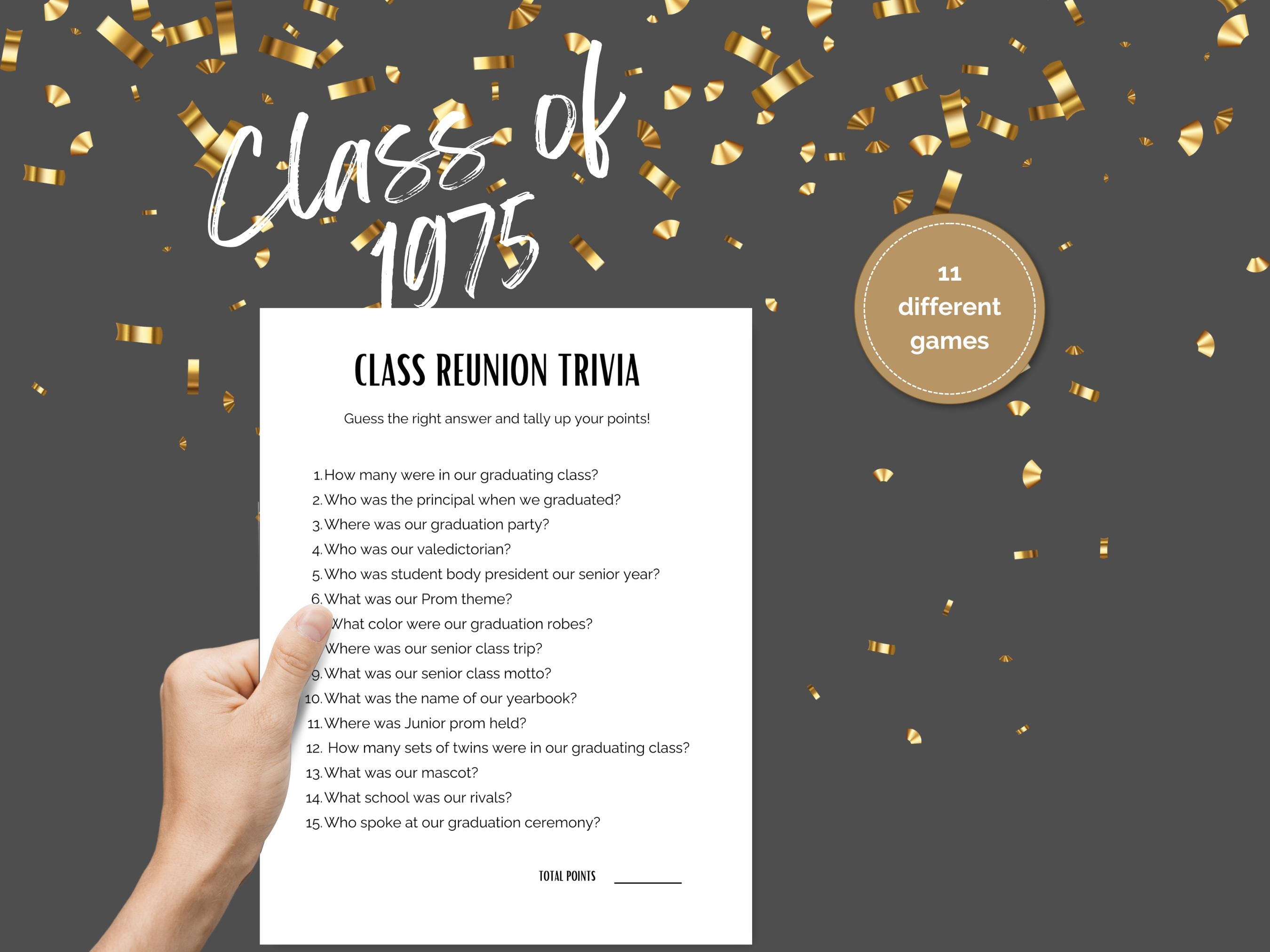 50th Class Reunion Game Bundle - Instant Download, 11 Games With Answer ...