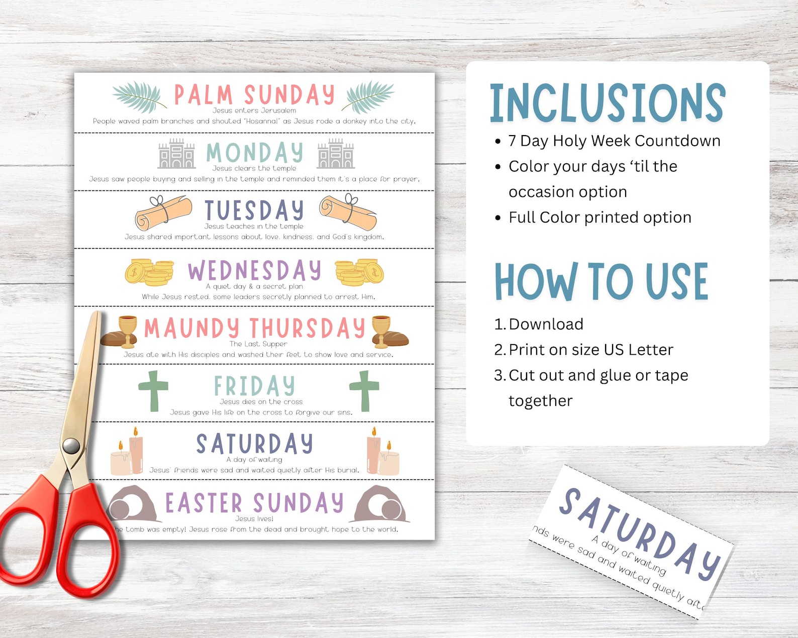 Holy Week Countdown Printable, Holy Week Calendar for Kids, Printable ...