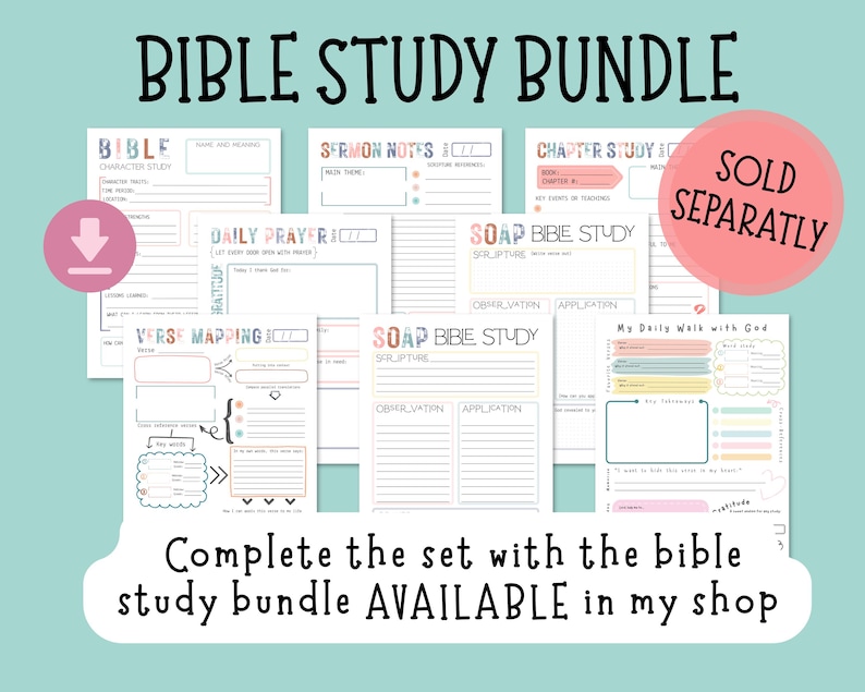 Bible Study Printable – Bible Study Guide & Template for Weekly Study ...