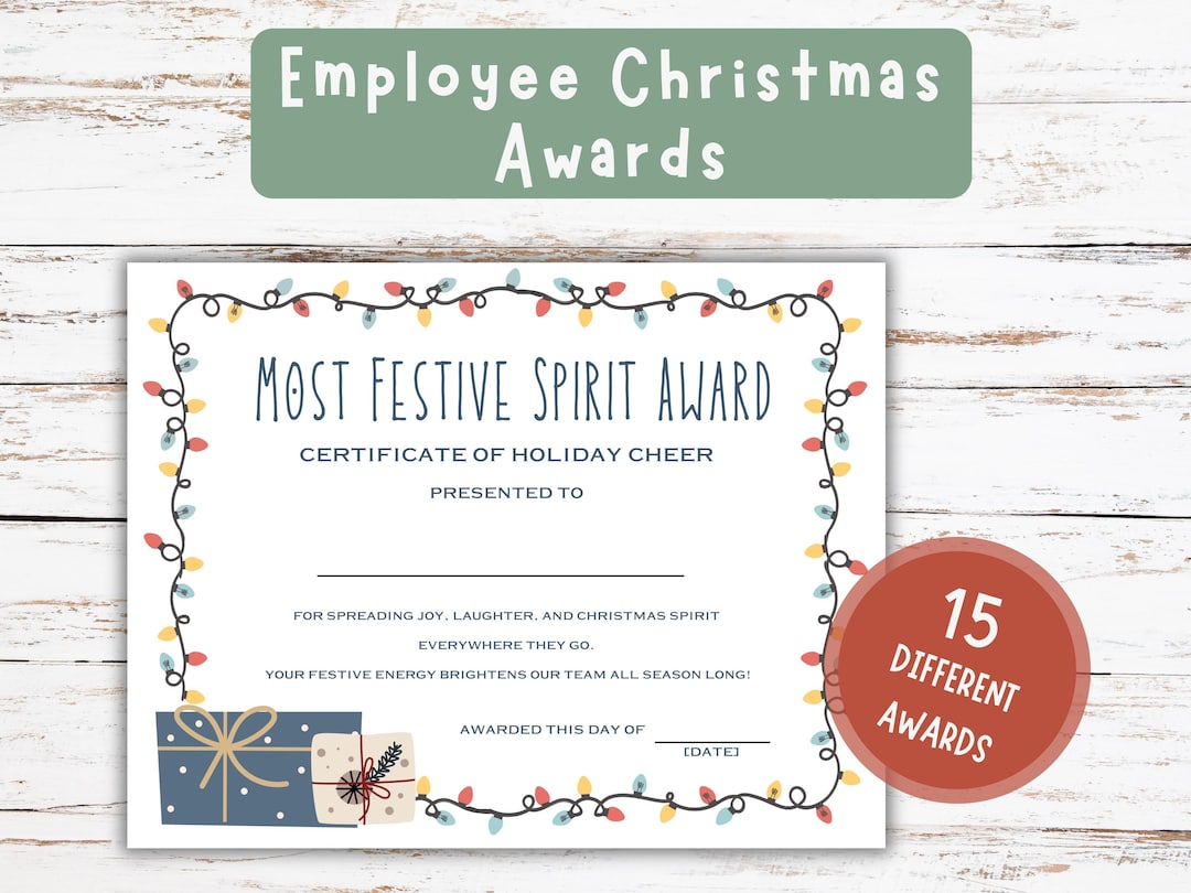 Employee Christmas Awards Printable, Funny Office Holiday Certificates ...