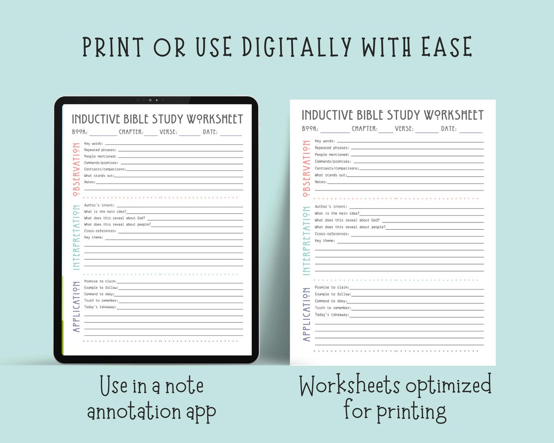 Inductive Bible Study Sheet, Printable Scripture Guide , Verse Mapping ...