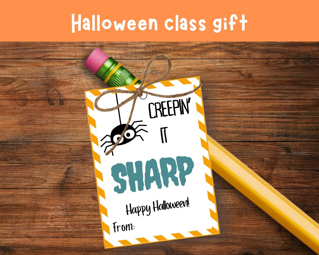 Halloween Class Gift Printable – Halloween Pencil Gift Tag – Non Candy ...
