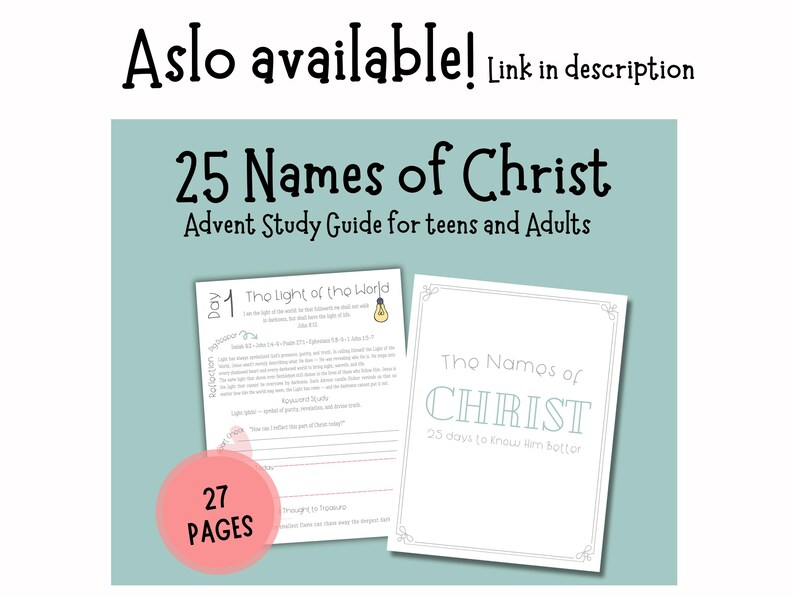 Bible Verse Advent Calendar Printable for Kids, 25 Names of Jesus Study ...