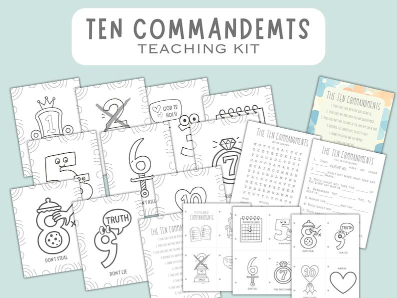 Ten Commandments Lesson for Kids, Bible Study Worksheets Activity ...