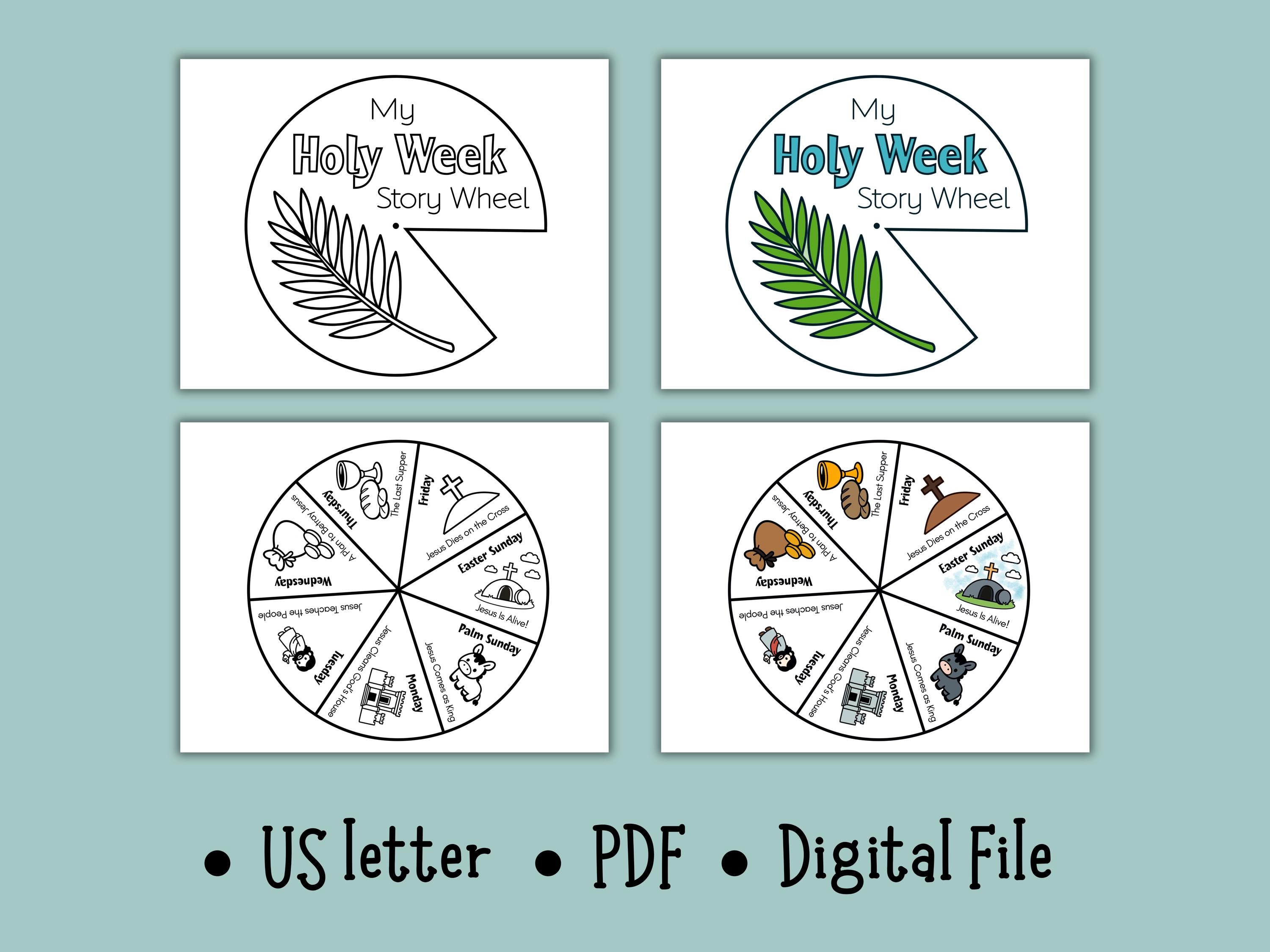 Holy Week Craft Story Wheel, Printable Christian Easter Craft for Kids ...
