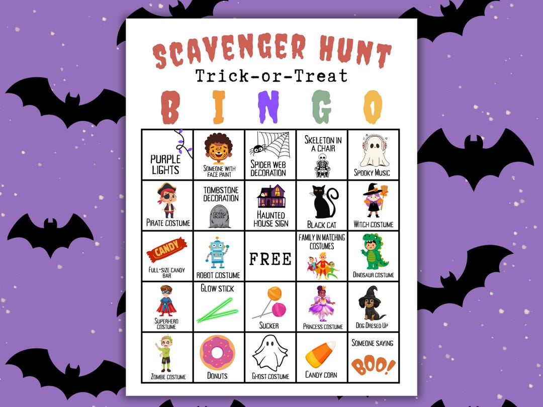 Halloween Scavenger Hunt Bingo – Trick or Treat Game for Kids ...