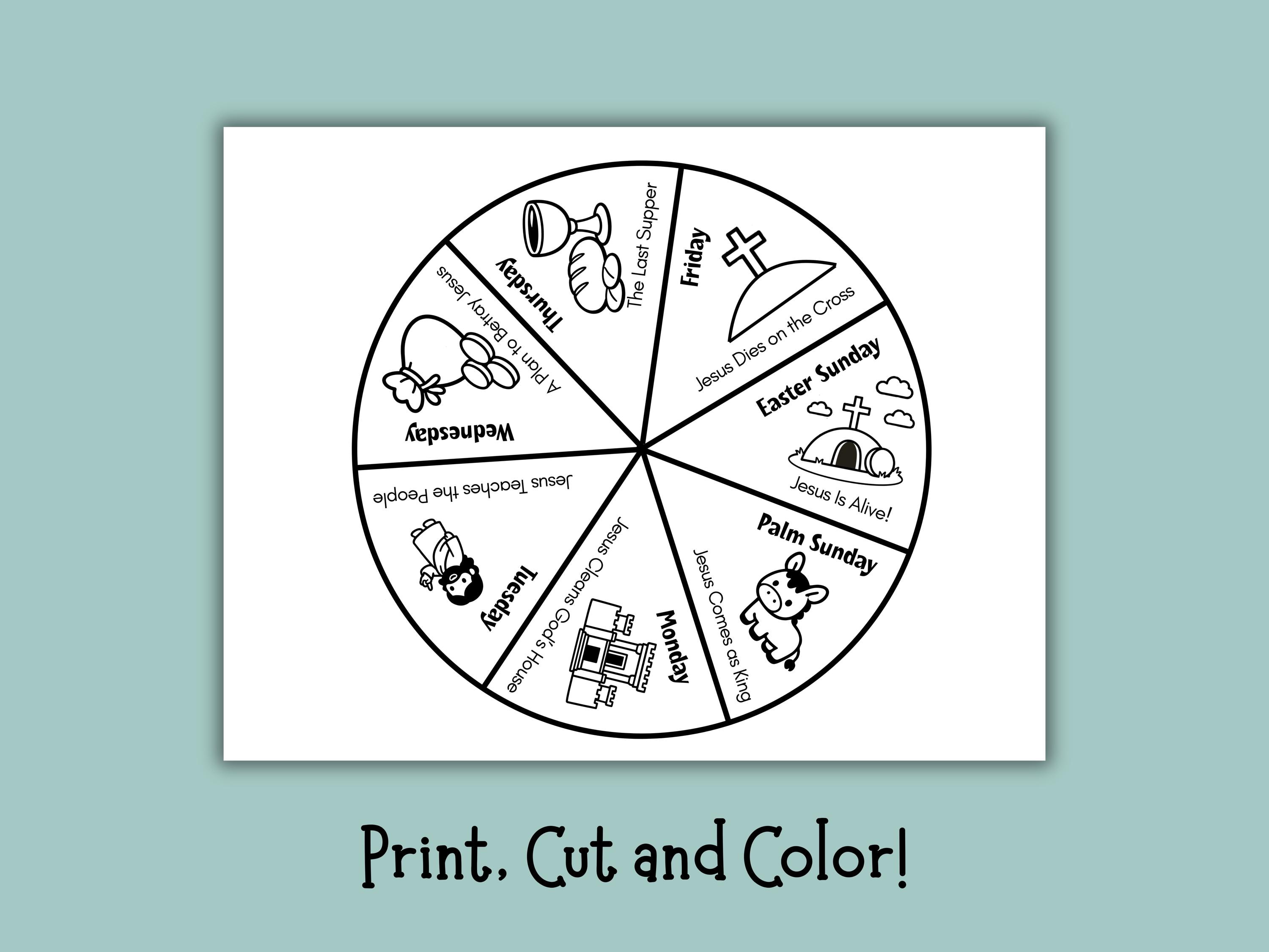 Holy Week Craft Story Wheel, Printable Christian Easter Craft for Kids ...