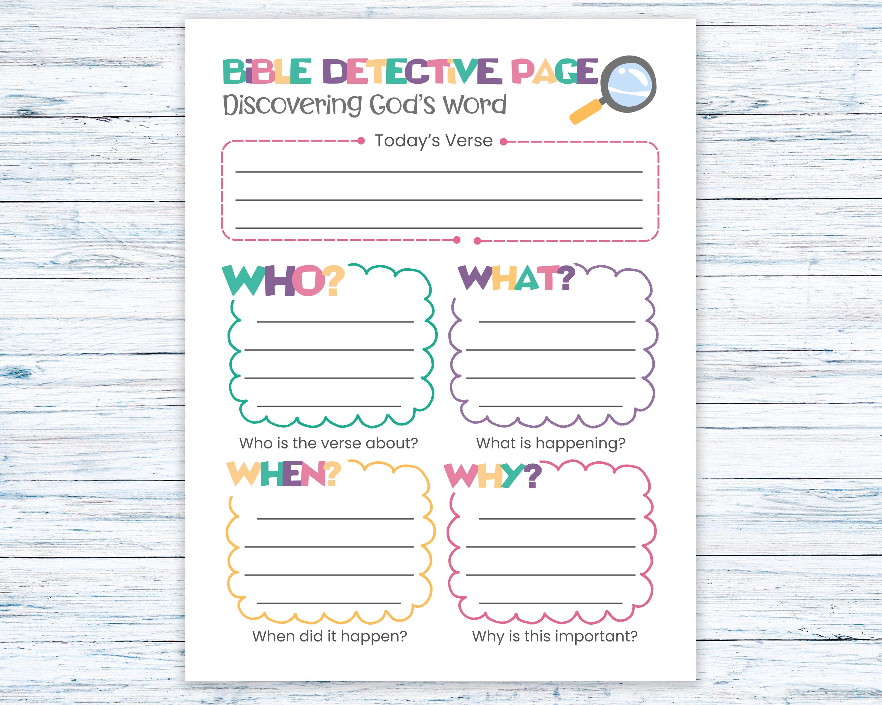 Kids Bible Study Detective Page Printable – Daily Bible Study Journal ...