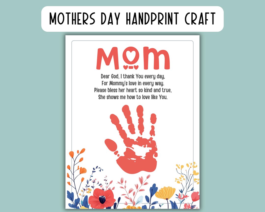 Mothers Day Sunday School Craft, Mothers Day Handprint Poem, Handprint ...
