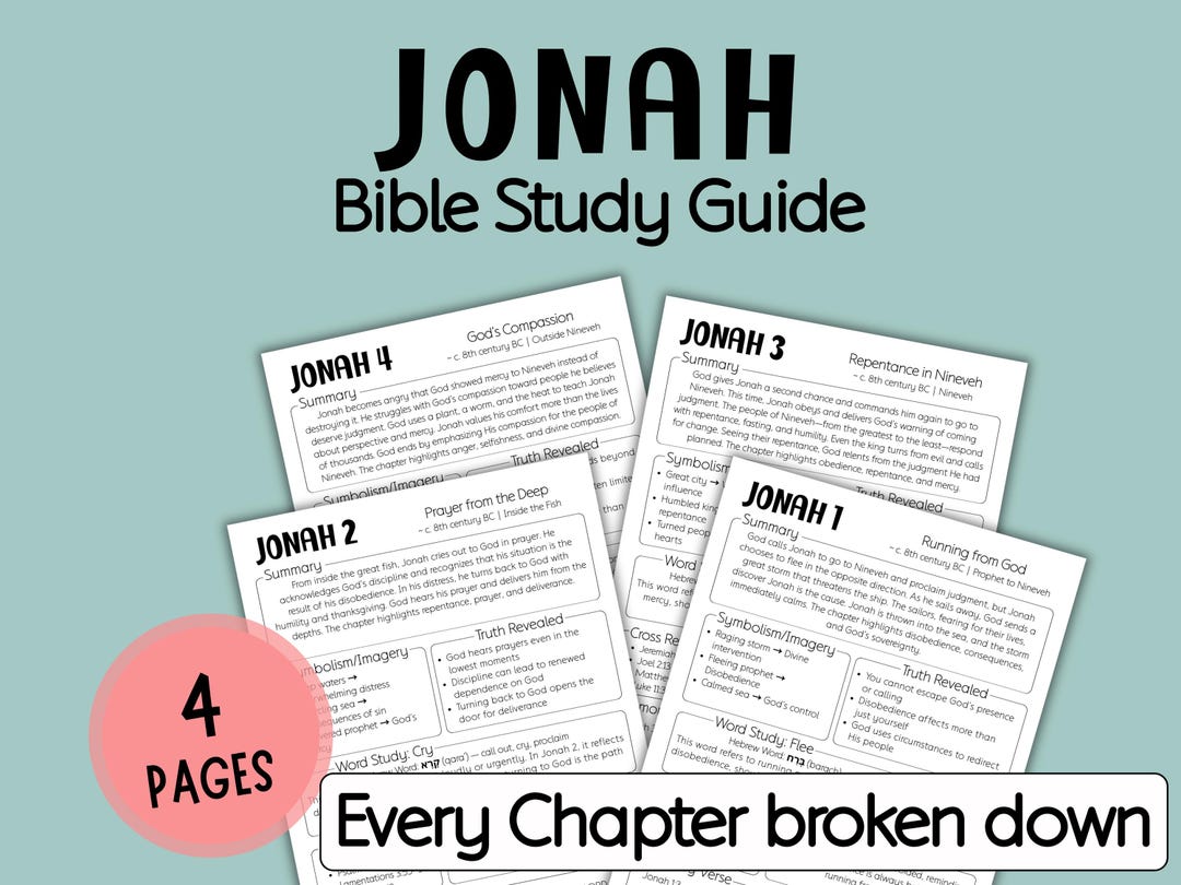 Jonah Bible Study Guide, Printable Bible Study Template, Bible Study ...