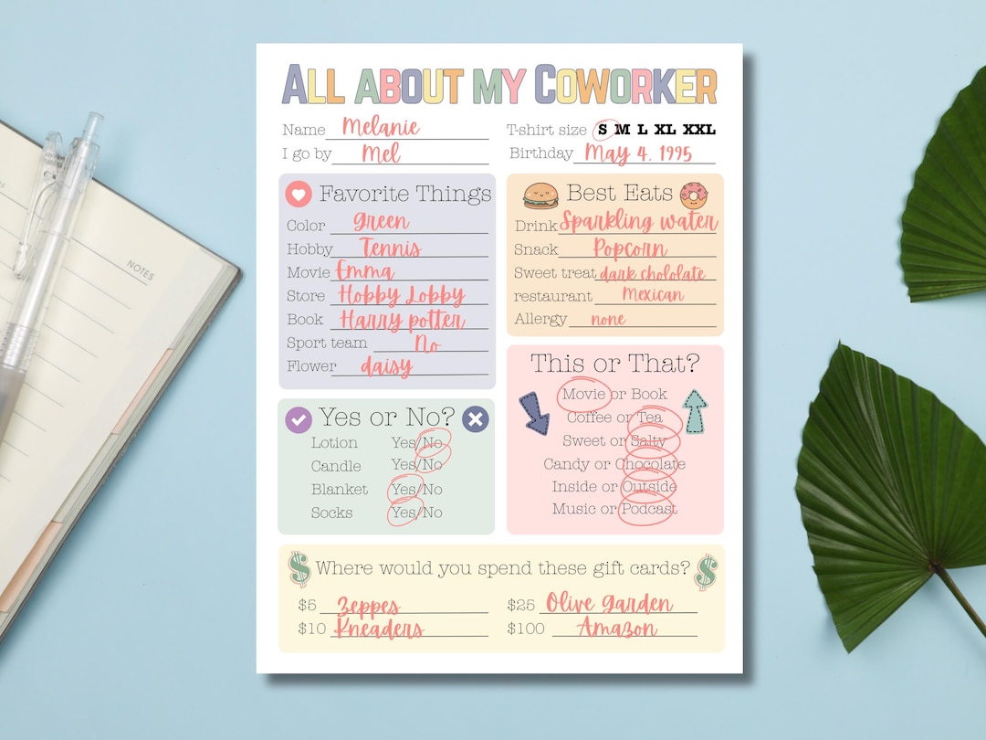 Team Building Printable – Get to Know Your Staff Questionnaire ...