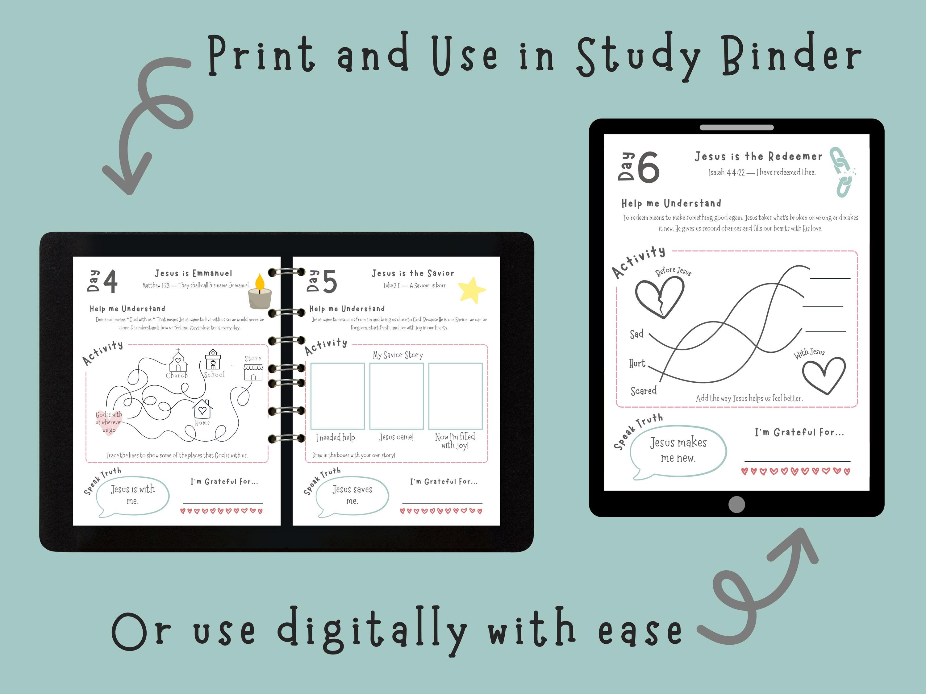 Bible Verse Advent Calendar Printable for Kids, 25 Names of Jesus Study ...