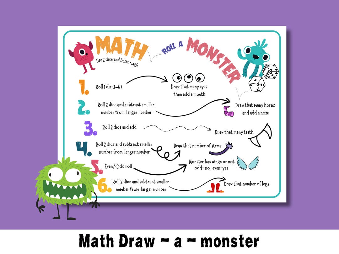 Monster Math Printable – Roll a Monster Dice Game – Halloween Math ...