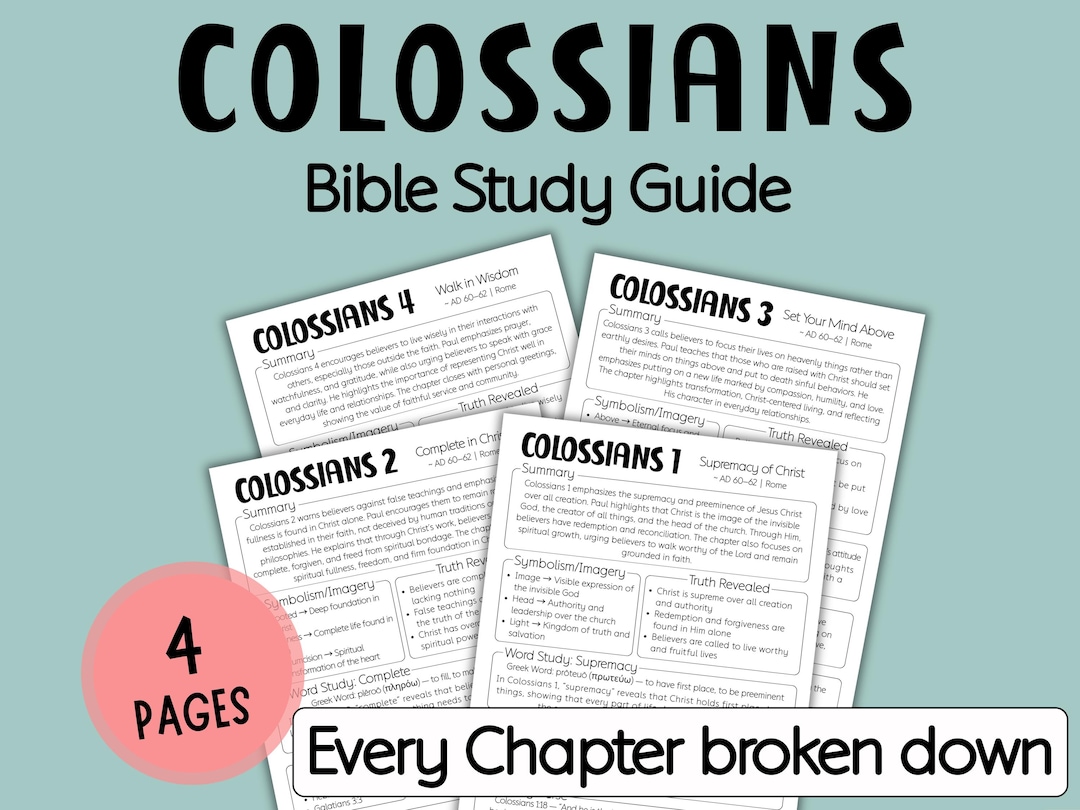 Colossians Bible Study Guide, Printable Bible Study Template, Bible ...