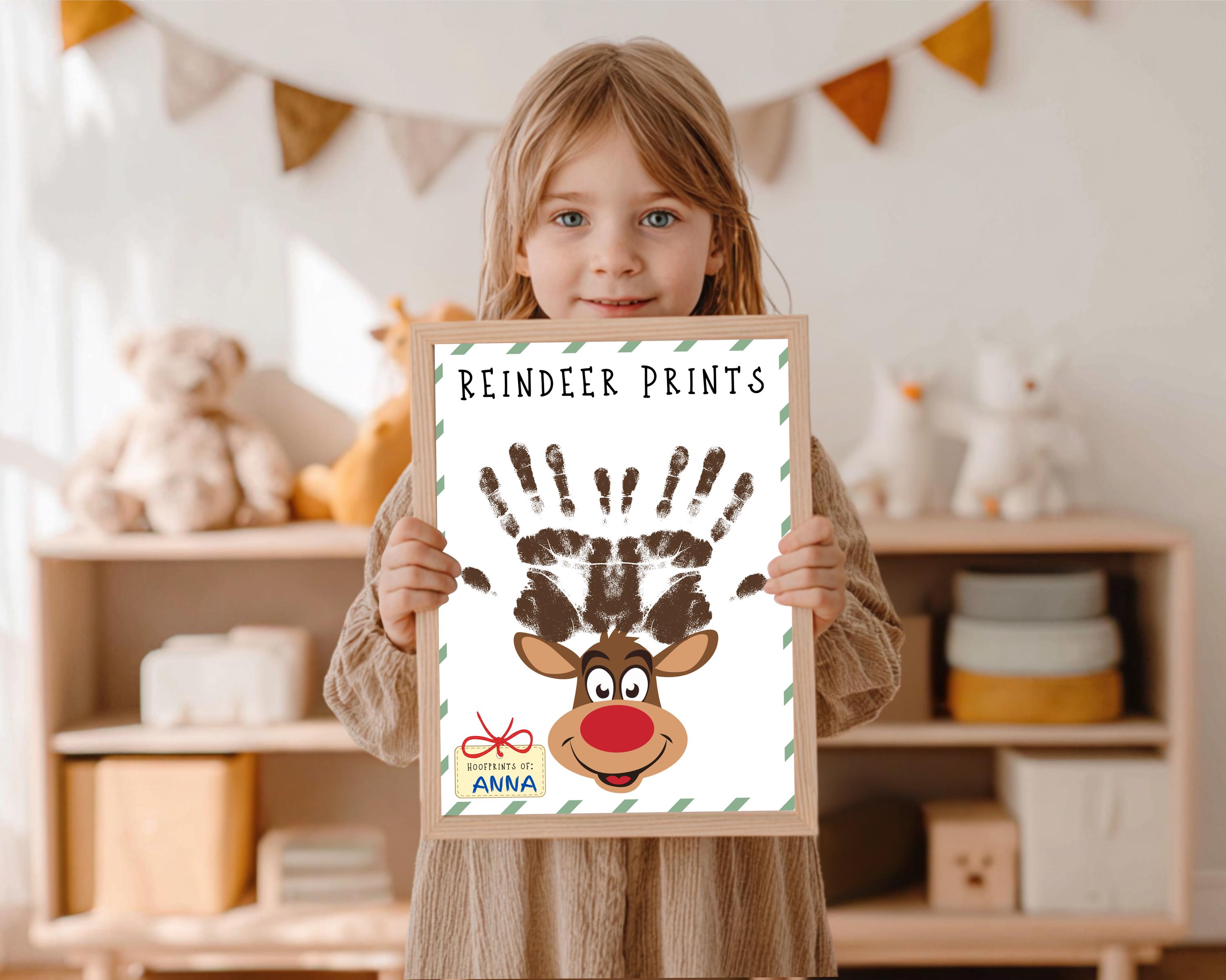 Reindeer Handprint Craft Printable, Kids Christmas Handprint Art ...