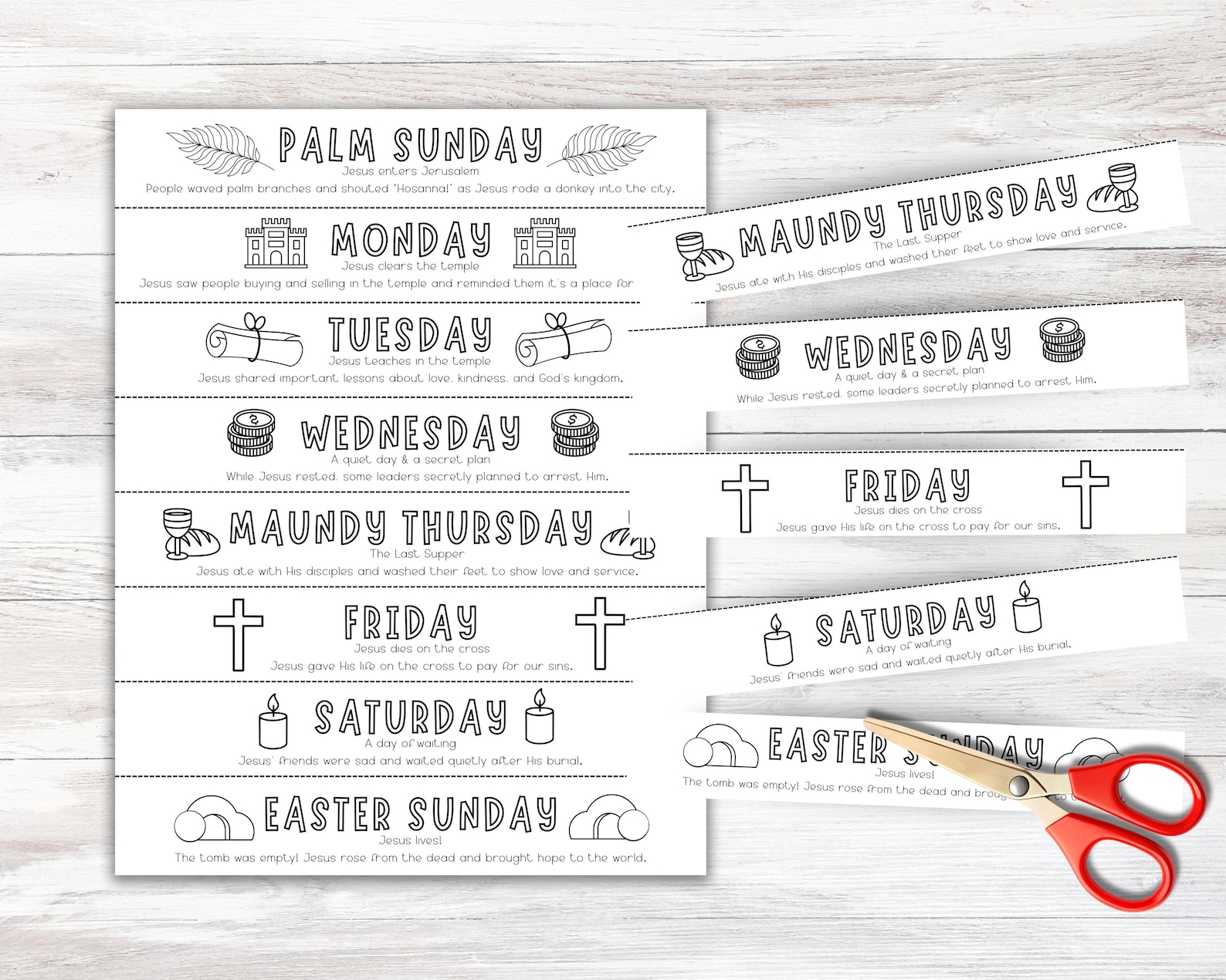 Holy Week Countdown Printable, Holy Week Calendar for Kids, Printable ...